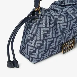 Fendi Baguette® Soft Medium Dark Blue Denim-effect Ff Jacquard Bag